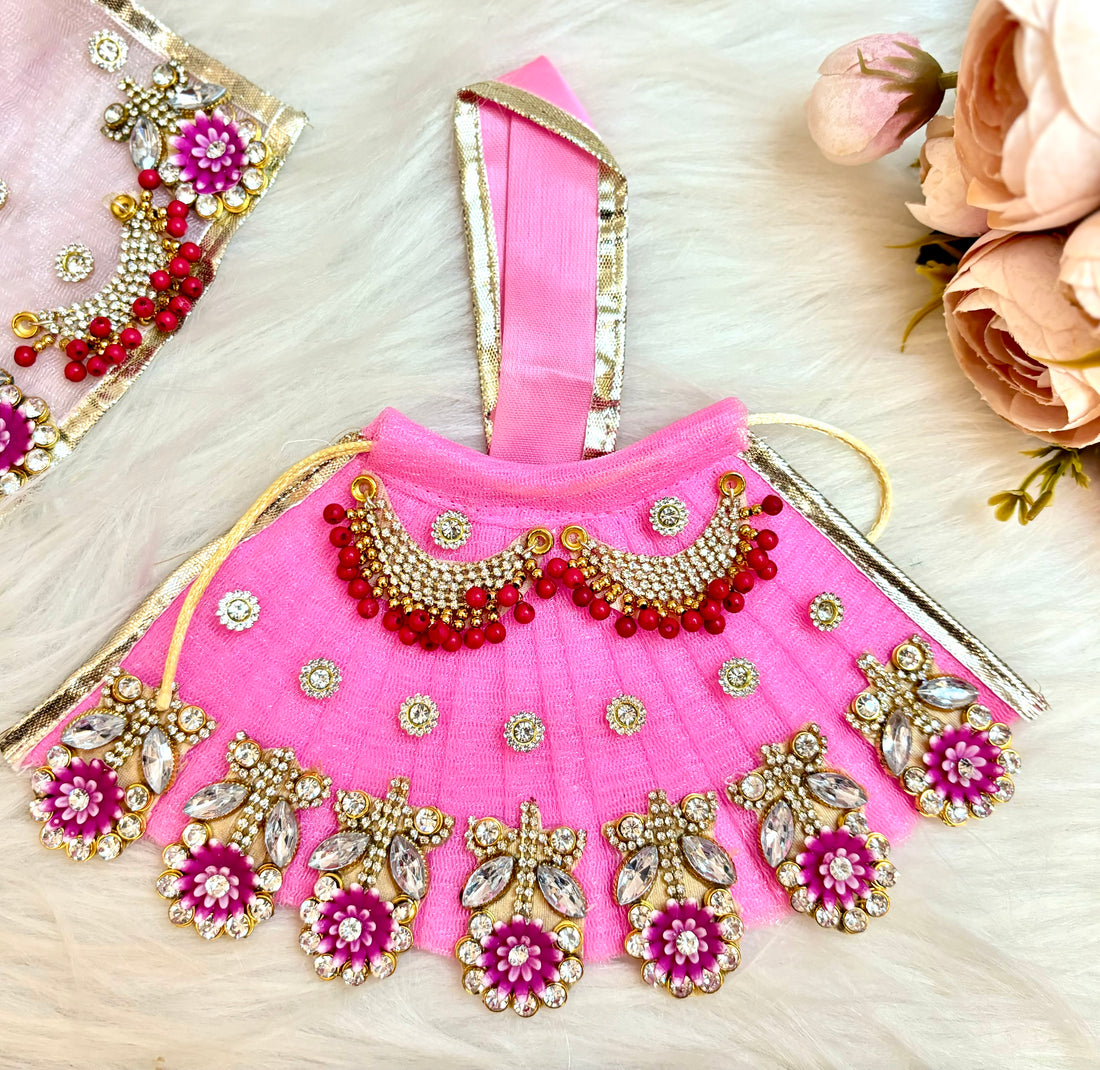 Mata Rani Pink Flower Lehenga, choli & Duppatta- 3 piece set – Devastram